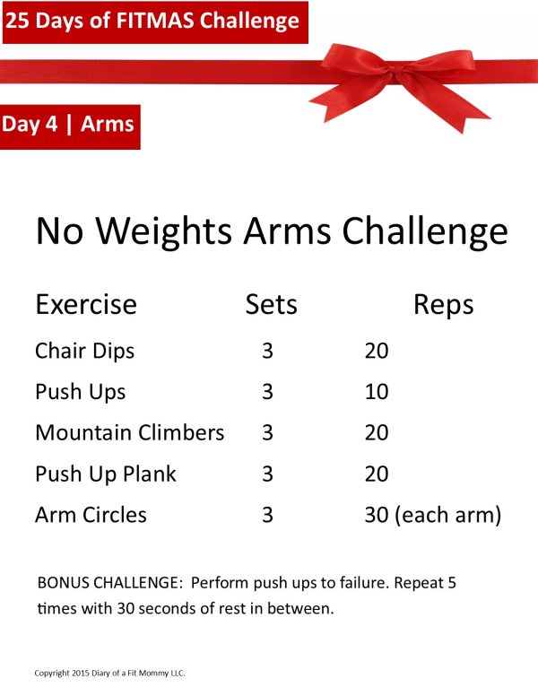 25 Days of FITMAS Workout Challenge: Day Four - Diary of a Fit Mommy