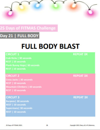 Free 25 Days Of Fitmas Workout Guide Diary Of A Fit Mommy